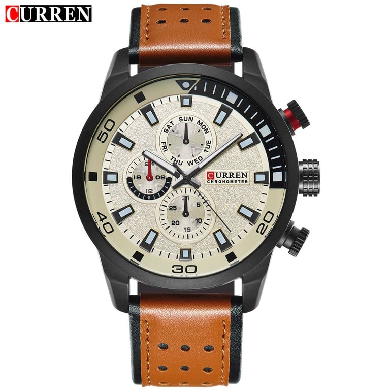Reloj Para Hombre Curren 8250 Cronografo Correa De Cuero CURREN ...