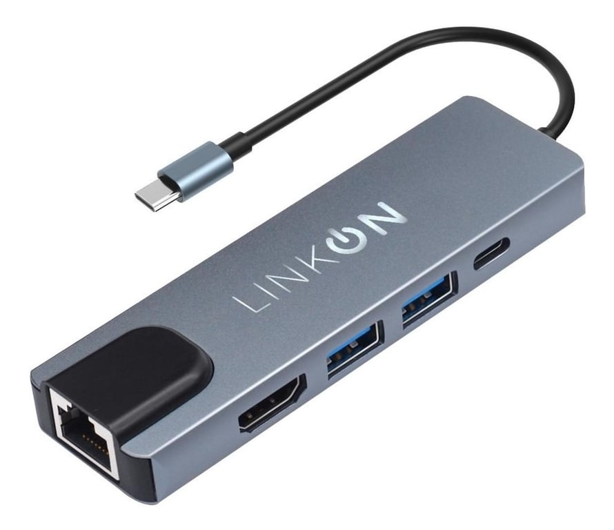 Hub Usb C Adaptador Multipuerto Rj45 5 En 1 Linkon Mac Win LINKON ...