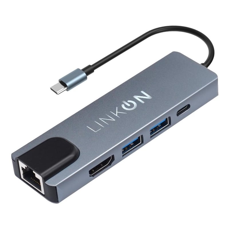 Hub Usb C Adaptador Multipuerto Rj45 5 En 1 Linkon Mac Win LINKON | falabella.com