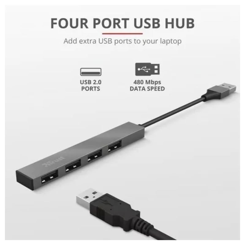 Hub Usb Trust Aluminio Halyx 4 Puertos 23786 TRUST | falabella.com