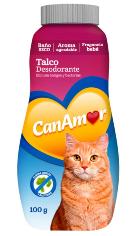Talco Desodorante Gatos Baño En Seco por 100 g Aroma a Bebé CANAMOR ...