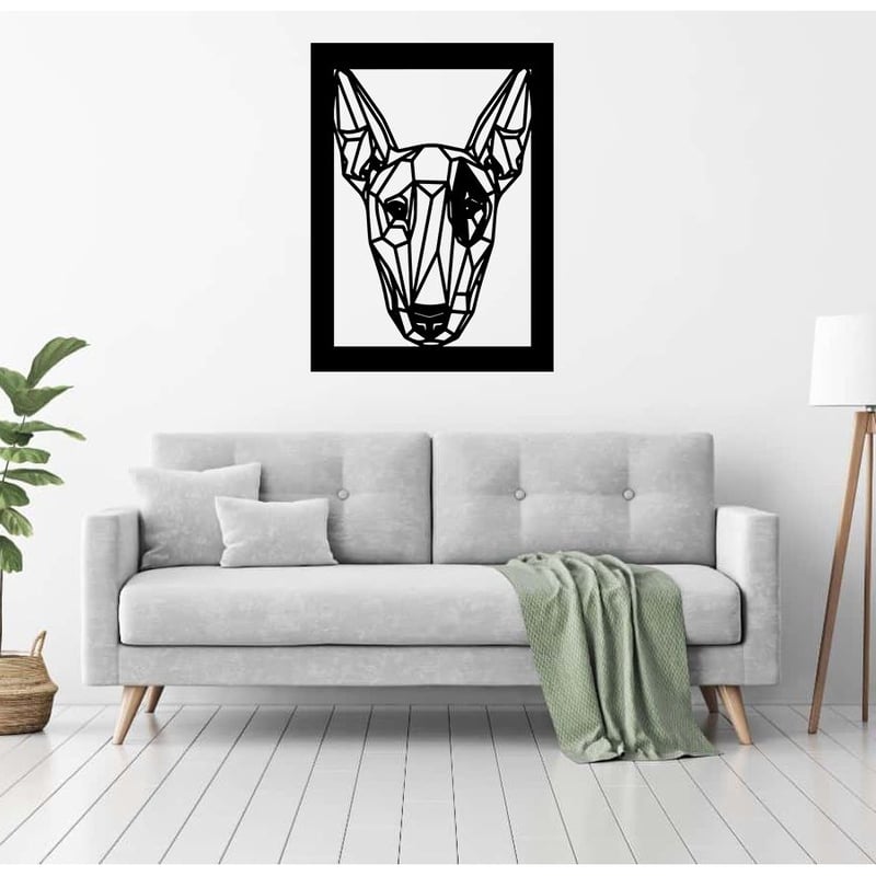 Cuadro decoración pared animal perro geométrico 60x40cm MDF Negro ...
