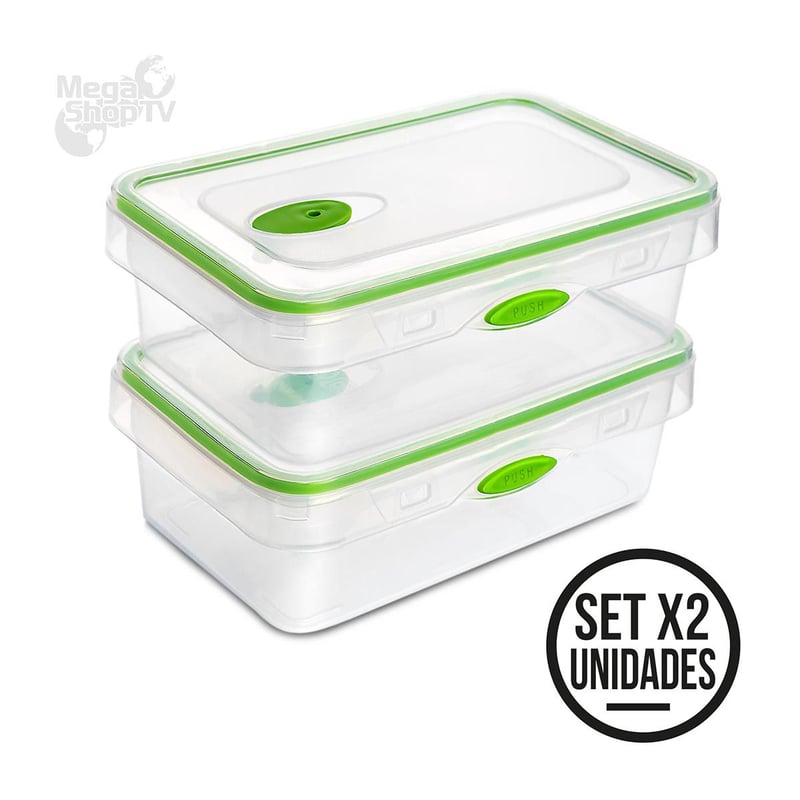 Set X2 Recipientes para cocina tapper hermético portacomida Verde CHEF ...