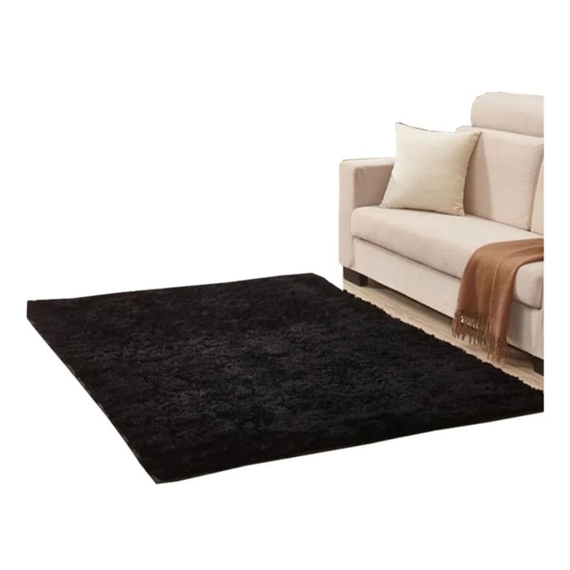 Tapete alfombra peluda Negro tapete peluche 150 x 200 cm AMERICO SHOP ...
