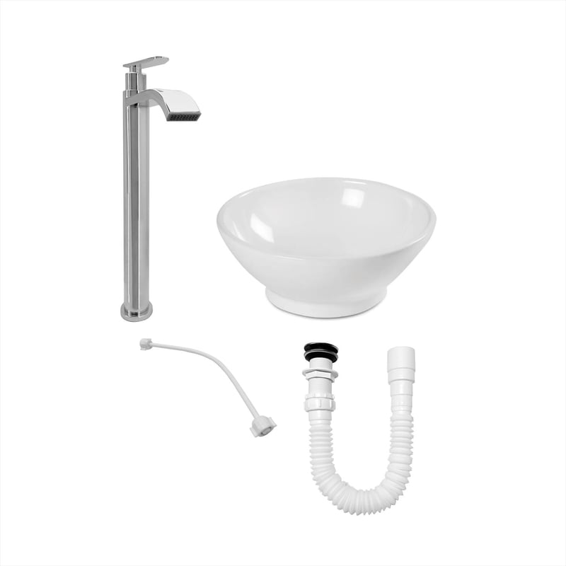Griferia Agua Fria Lavamanos Sobreponer Sabina Blanco JAPI | falabella.com