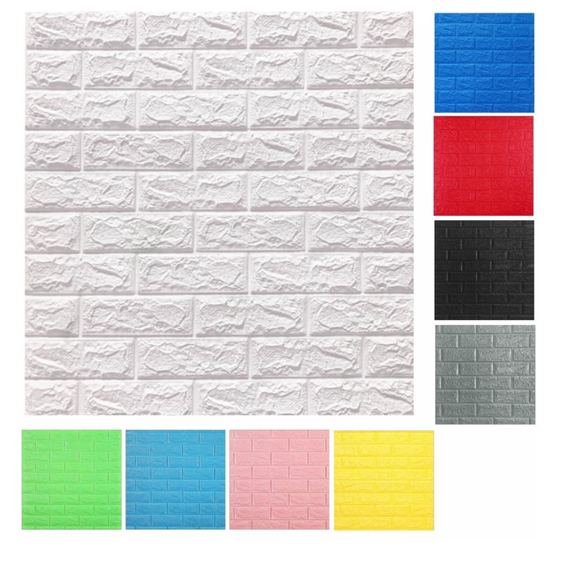 Panel Lámina 3D Adhesivo Para Pared Tapiz Ladrillo Color Blanco ...