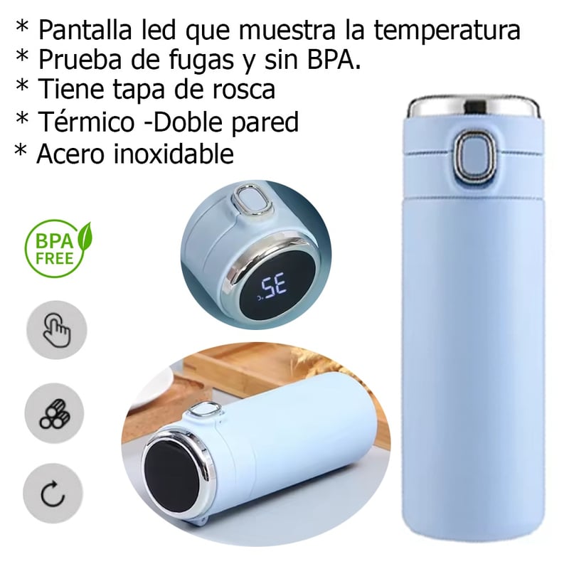 Termo Inteligente Con Pantalla Led Medidor De Temperatura - AZUL ...