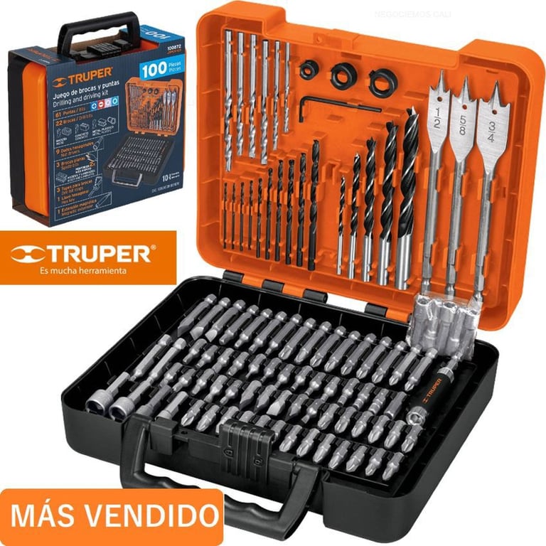 Juego de brocas y puntas 100 piezas truper uso profesional TRUPER | falabella.com