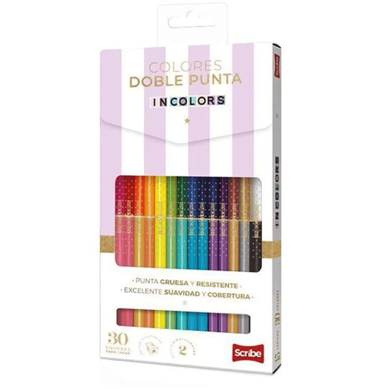 Kit de colores x 30 in colors doble punta / scribe SCRIBE | falabella.com