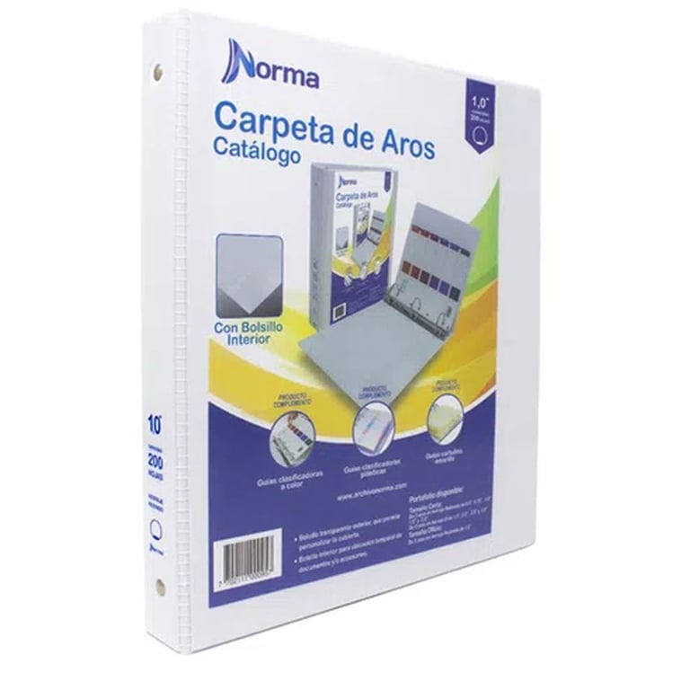 Folder, carpeta catálogo, 1,0 pulgada, tamaño carta 3 argollas norma ...