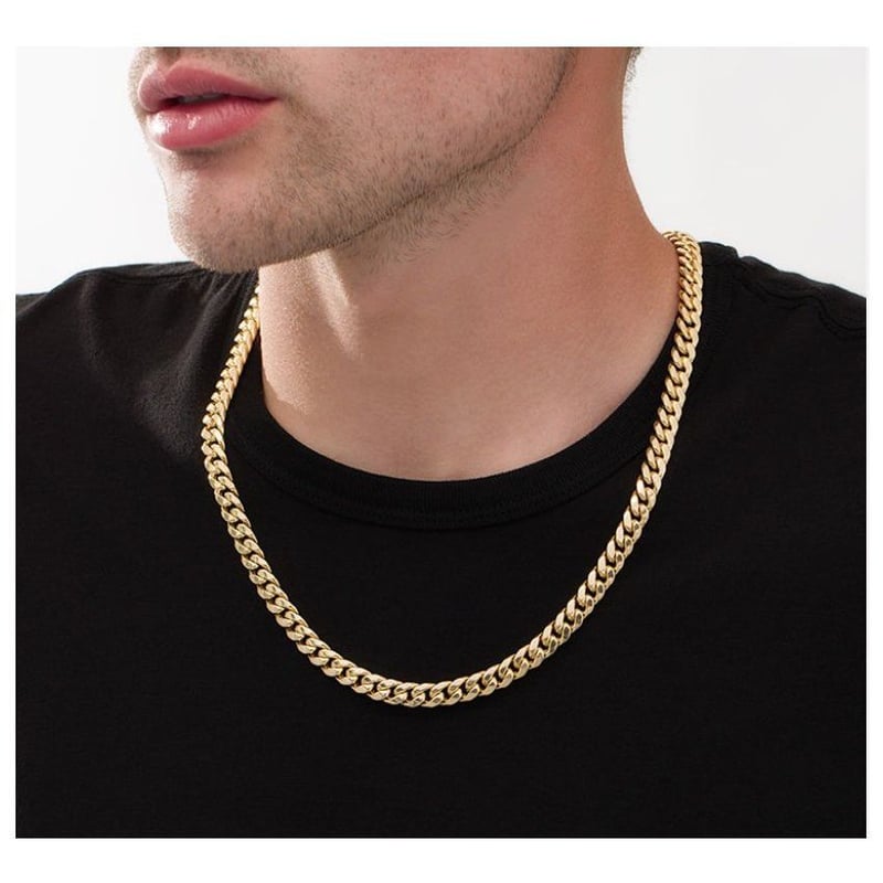 Cadena de 60 cm cubana color oro acero inoxidable 12 mm hombre ...