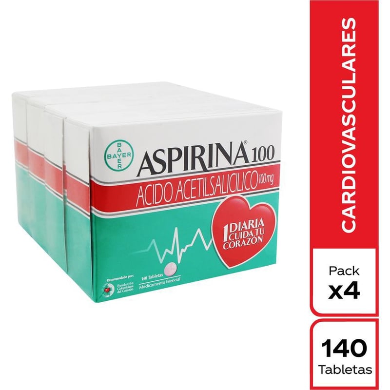 Aspirina 100 Mg 4 Cajas x 140 Tabletas BAYER | falabella.com