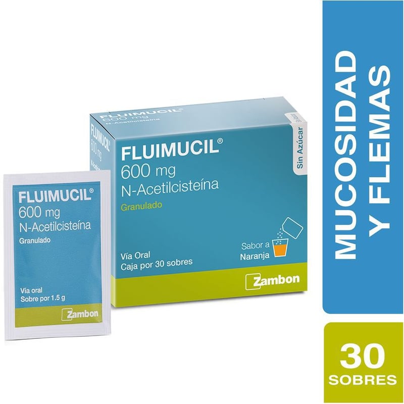 Fluimucil 600 Mg Sabor Naranja Mucosidad Y Flemas x 30 Sobres ZAMBON ...