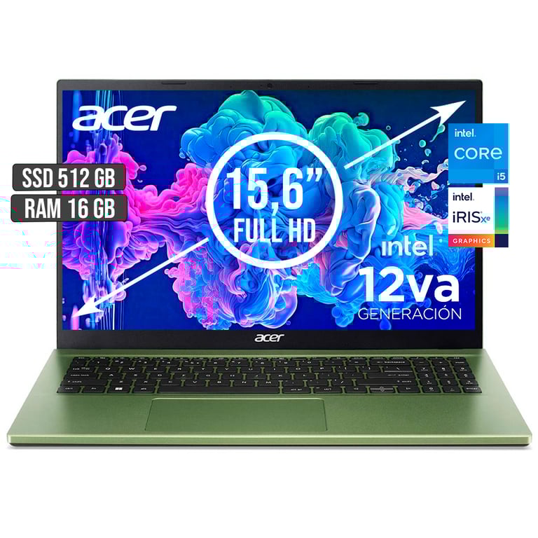 PORTATIL ACER ASPIRE INTEL CORE I5-1235U SSD 512GB RAM 16GB LED 15,6 ...