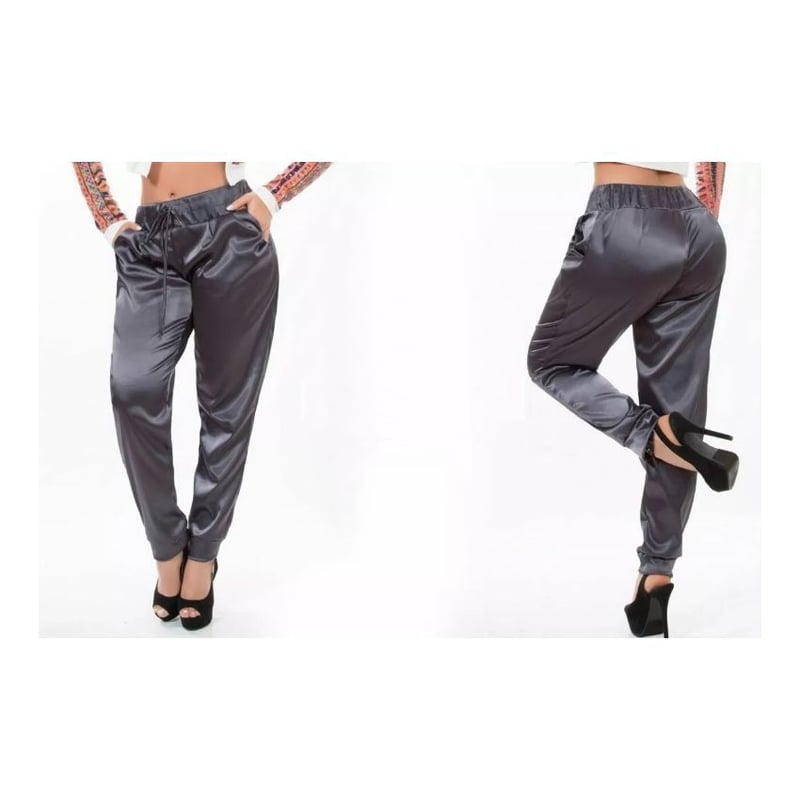Pantalón jogger satin mujer de bolsillos estilo ancho nuevo GENERICO ...