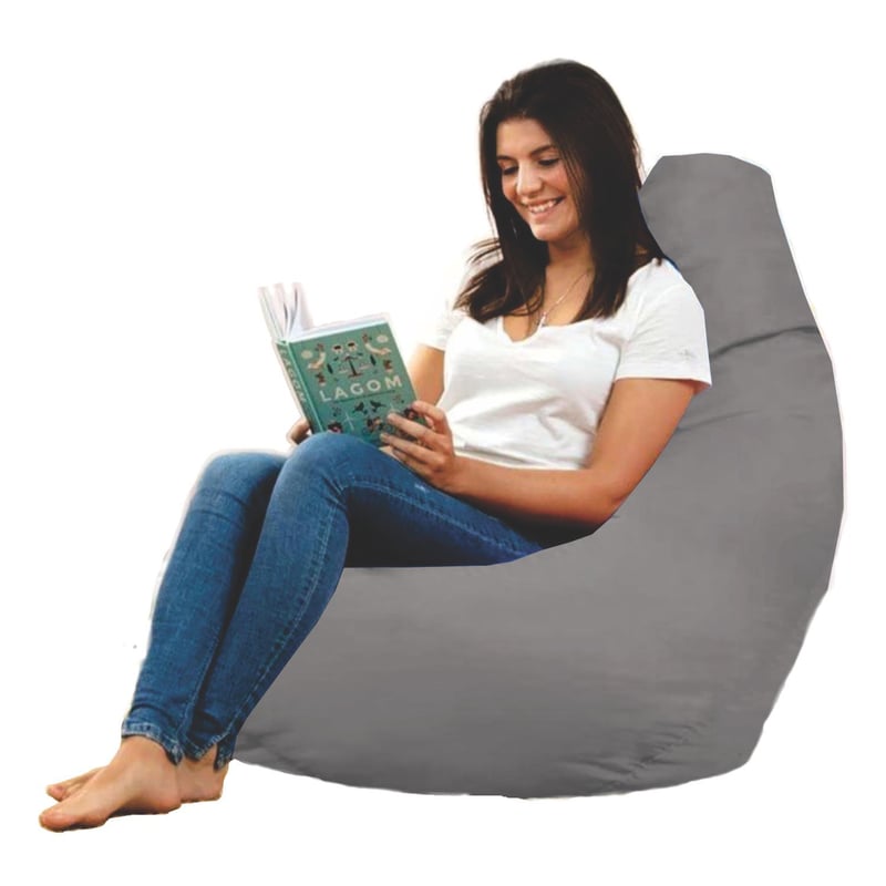 Puff Silla Pera Adulto dormipuff Gris Lona Impermeable DORMIPUFF ...