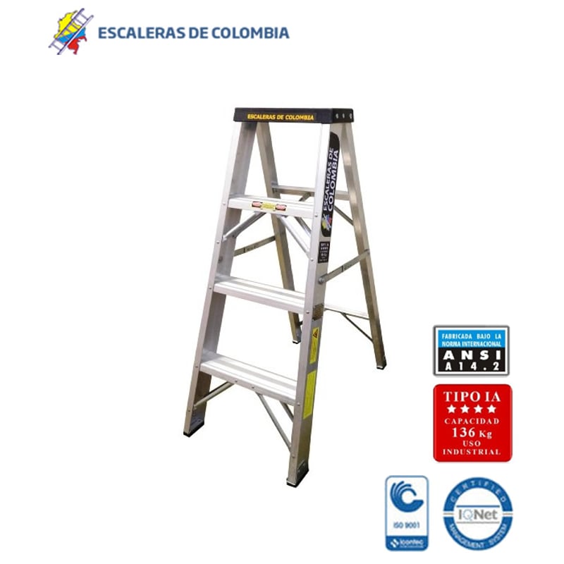 Escalera Certificada Tipo Tijera En Aluminio 4 pasos / 1.20 Metros 136 ...