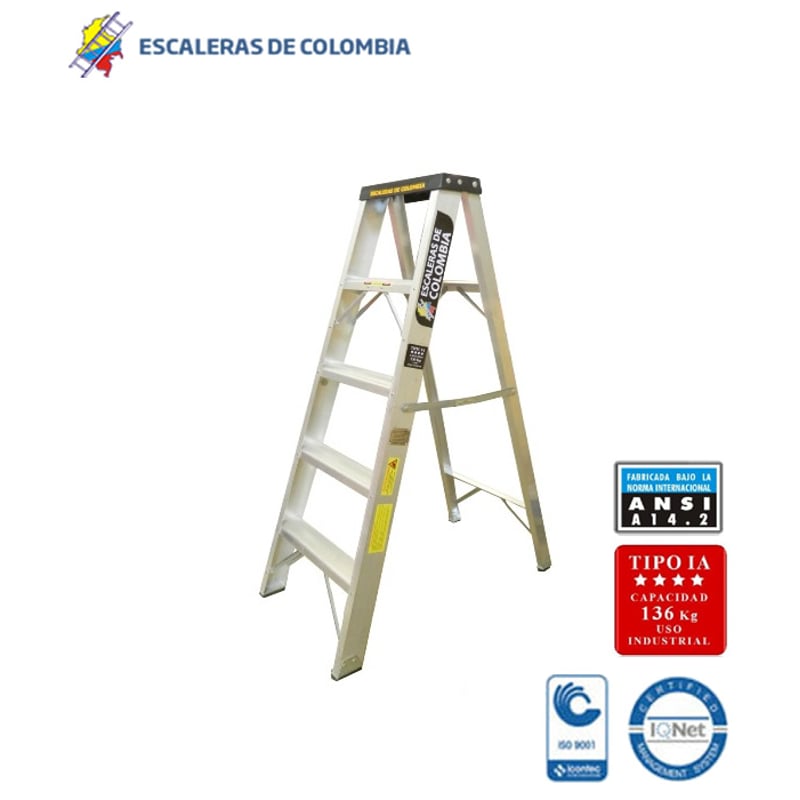 Escalera Certificada Tipo Tijera En Aluminio 5 pasos / 1.50 Metros ...