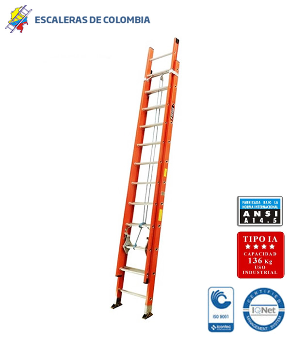 Escalera Certificada Tipo Extensión En Fibra De Vidrio De 24 Pasos / 7. ...