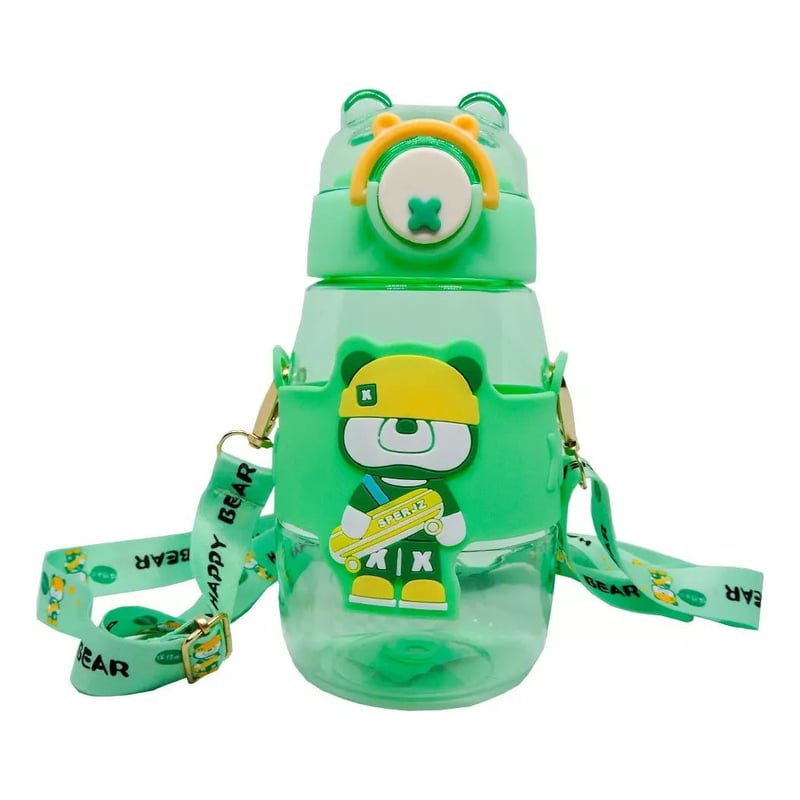 Termo Botella Agua Botilito Con Pitillo Niños Pines Stickers Cargadera ...