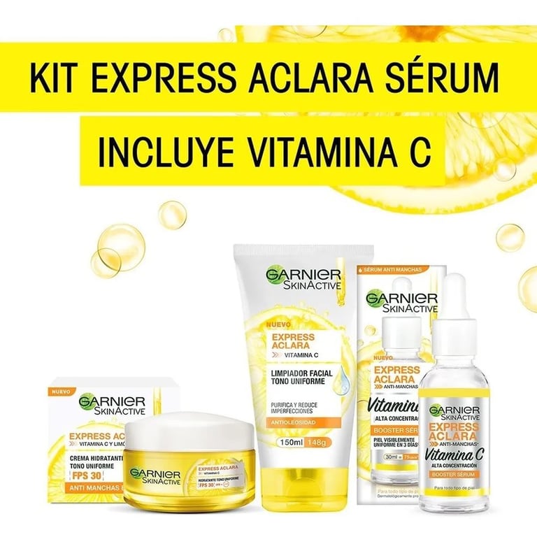 Kit Facial Garnier Express Aclara Sérum GARNIER | falabella.com