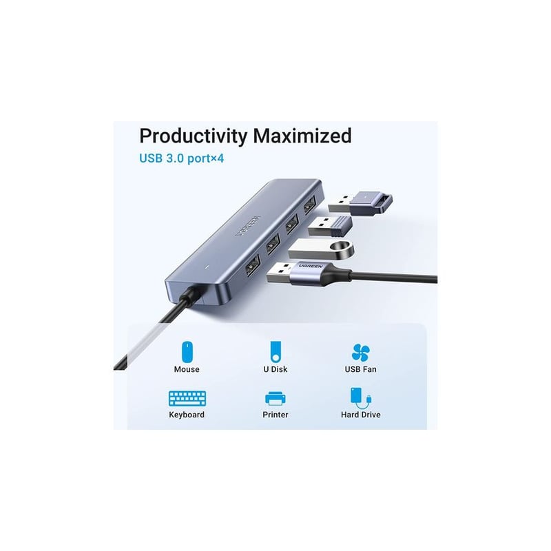Hub multipuerto ugreen 5 gbps usb-c a 4 puertos usb 3.0 y pd UGREEN | falabella.com