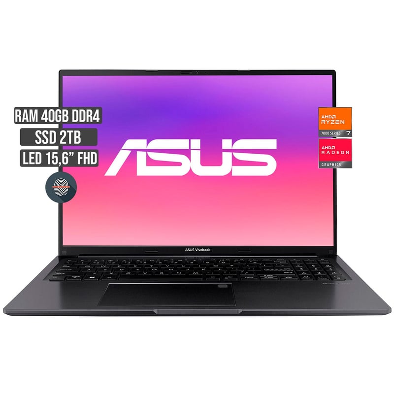 PORTATIL ASUS AMD RYZEN 7-7730U SSD 2TB RAM 40GB LED 15,6 FHD ASUS ...