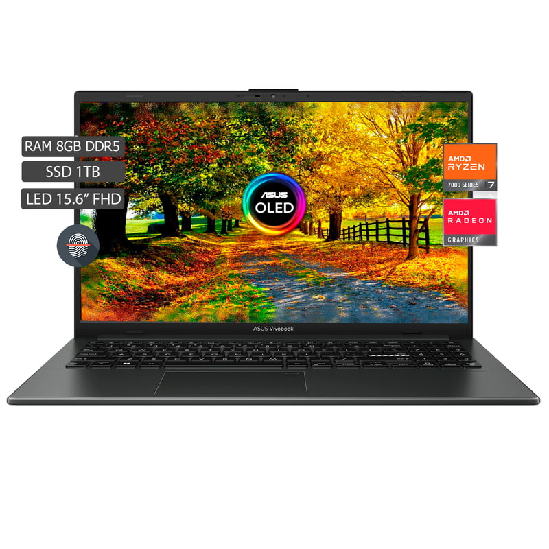 PORTATIL ASUS AMD RYZEN 5-7520U SSD 1TB RAM 8GB PANTALLA OLED 15.6 FHD ...