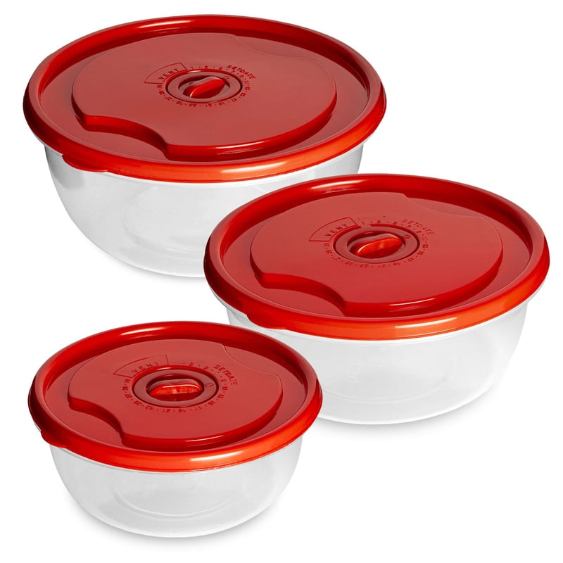 Juego 3 Recipientes plásticos con tapa organizadores cocina Rojo CHEF ...