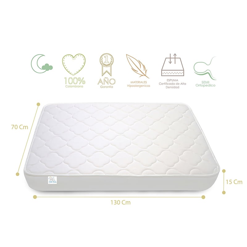 Colchon para Cuna de Bebe 130X70x15 Aloha Baby ALOHA BABY | falabella.com