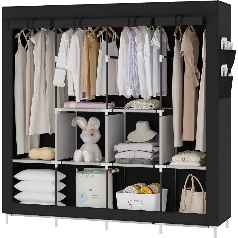 Closet Armario Doble Grande Desarmable Portatil Con Forro -Negro ONE ...
