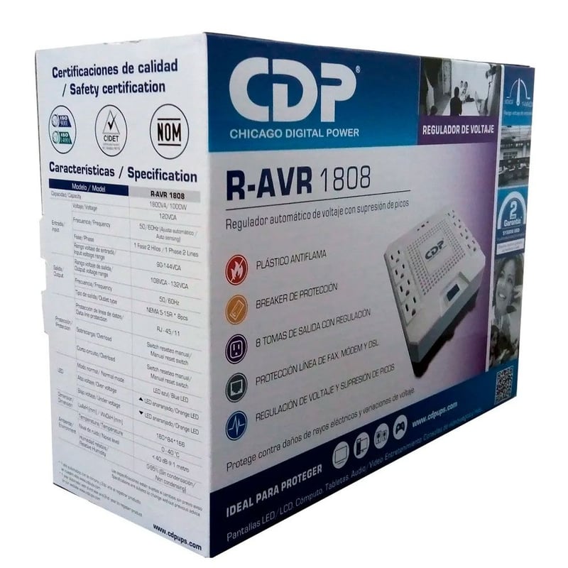 Regulador De Voltaje 1.8 Kva Cdp R-avr 1808 1800va/1000w-120 CDP ...