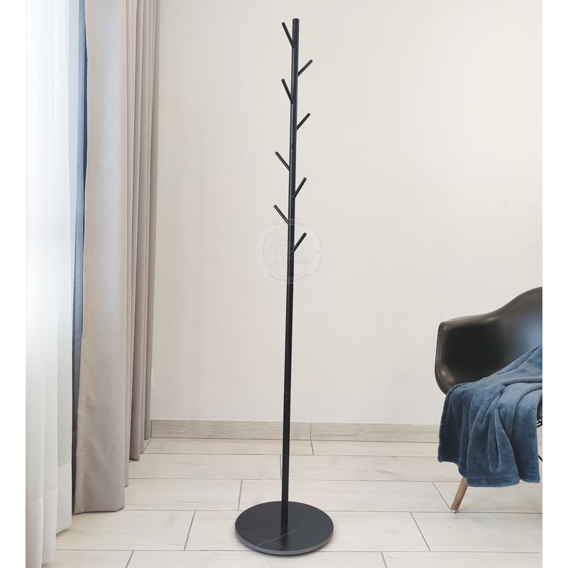 Perchero de lujo color negro mate con base tipo marmol marca induhogar ...
