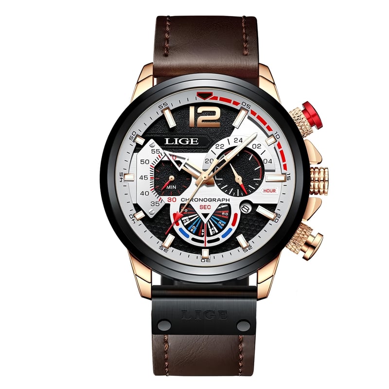Reloj Lige de Caballero Análogo Original en cuero Resistente agua LIGE ...