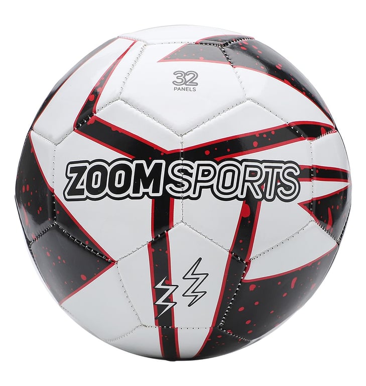 Balon de Futbol N°5 Rojo Negro 32 Paneles Cosido Zoom Sports ZOOM SPORT ...