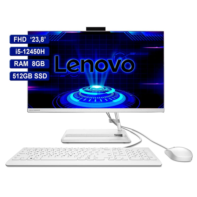 All In One LENOVO 238 Intel i5-12450H RAM 8GB 512GB SSD Blanco. LENOVO ...