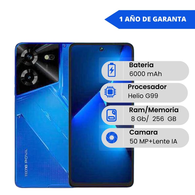 Tecno Pova 5 Dual Sim 256 Gb Hurricane Blue 8 Gb Ram TECNO MOBILE ...