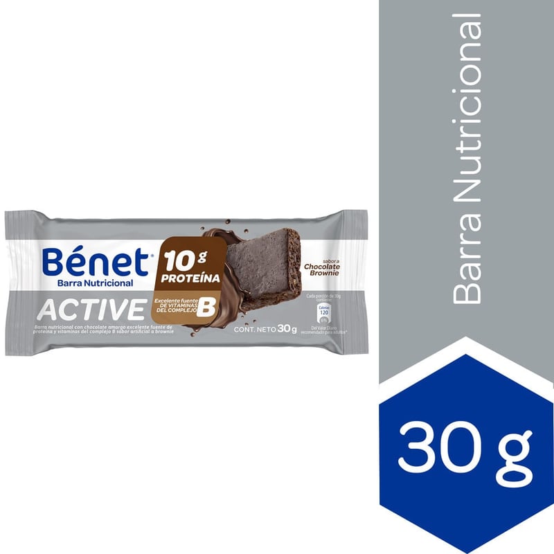 Barra Benet Active Sabor Chocolate Brownie X 30G BENET | falabella.com