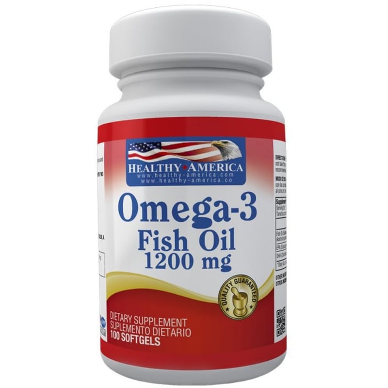 Omega 3 fish oil 1200mg 100 cápsulas healthy america HEALTHY AMERICA ...