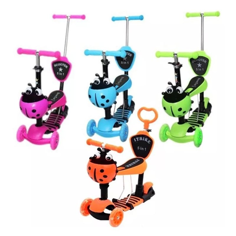 Scooter patineta mariquita silla removible guía 5 en 1 Azul GENERICO ...
