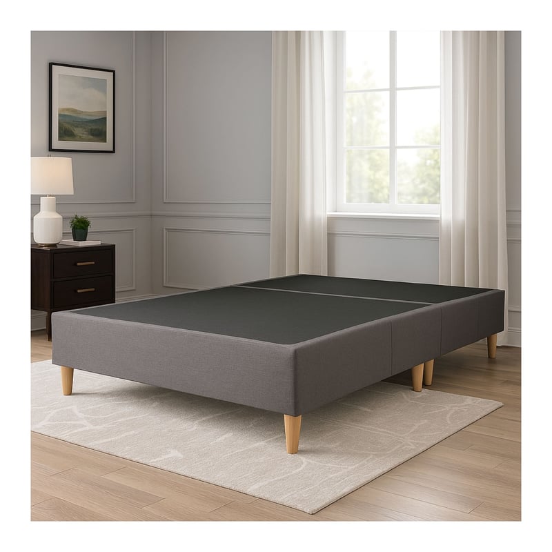 Base Cama DOBLE Gris Lino Pata Madera Dormipuff DORMIPUFF | falabella.com