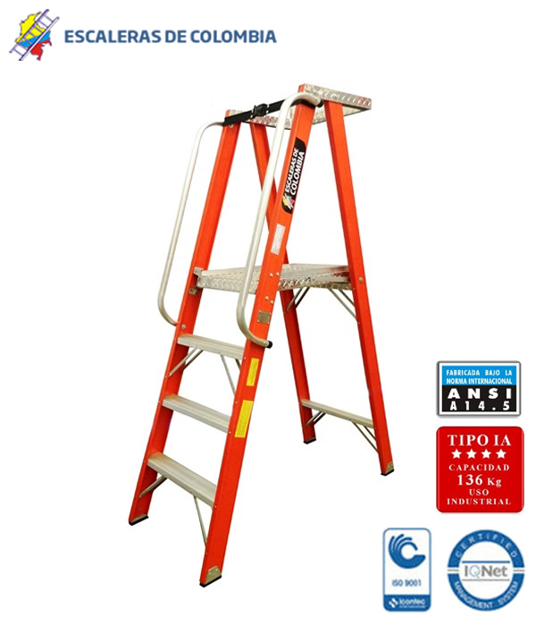 Escalera Certificada Tipo Tijera Plataforma En Fibra De Vidrio 4 Pasos ...