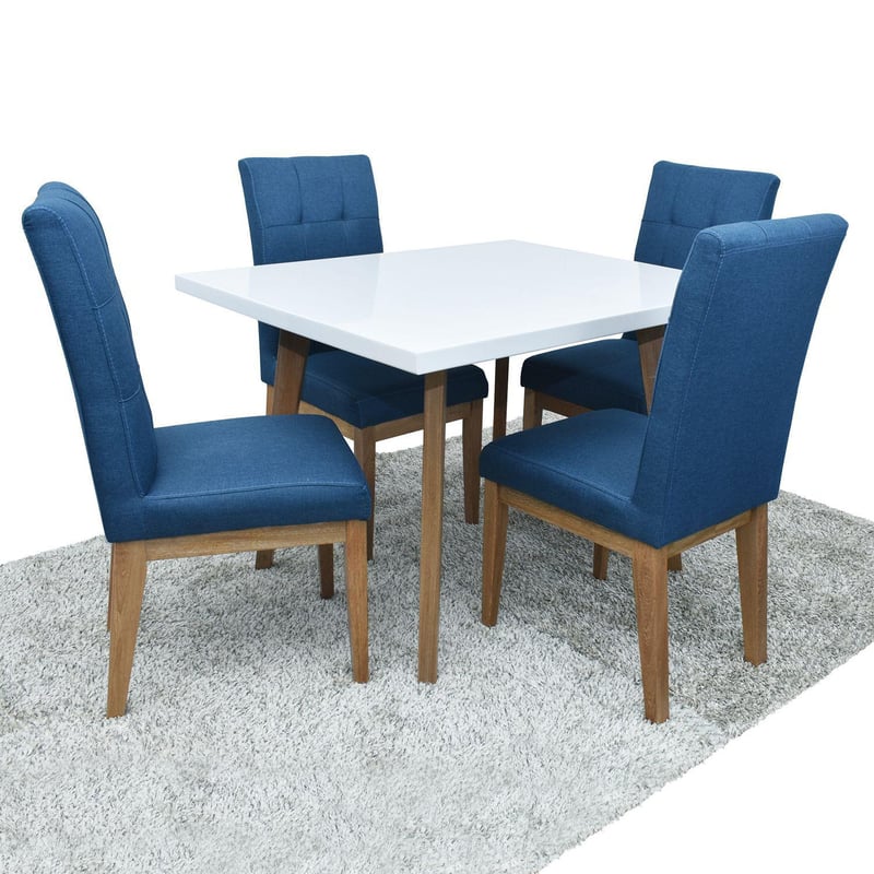 Juego de Comedor 4 Personas Turín Madera Roble Flor morado - Microfibra ...