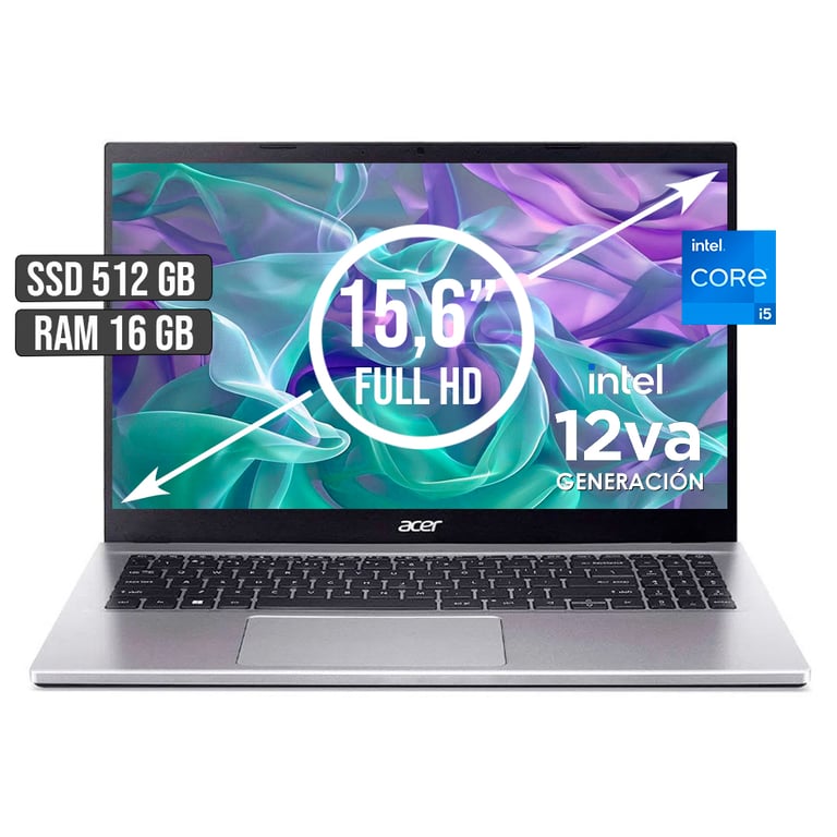 PORTATIL ACER INTEL CORE I5-12450H SSD 512GB RAM 16GB LED 15,6 FULL HD ...