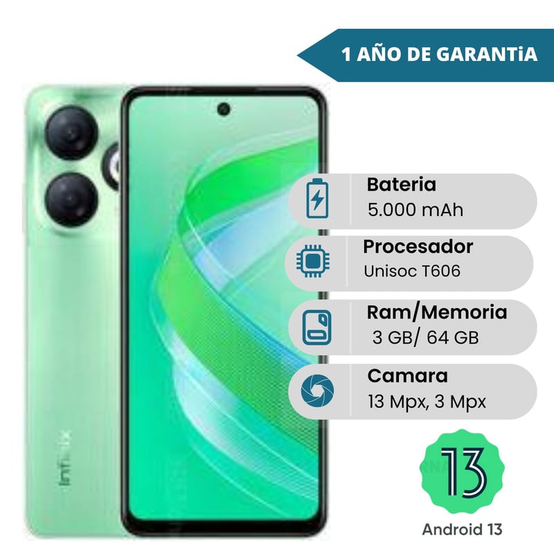 Infinix Smart 8 Dual Sim 64 G CRYSTAL GREEN 6gb Ram INFINIX | falabella.com