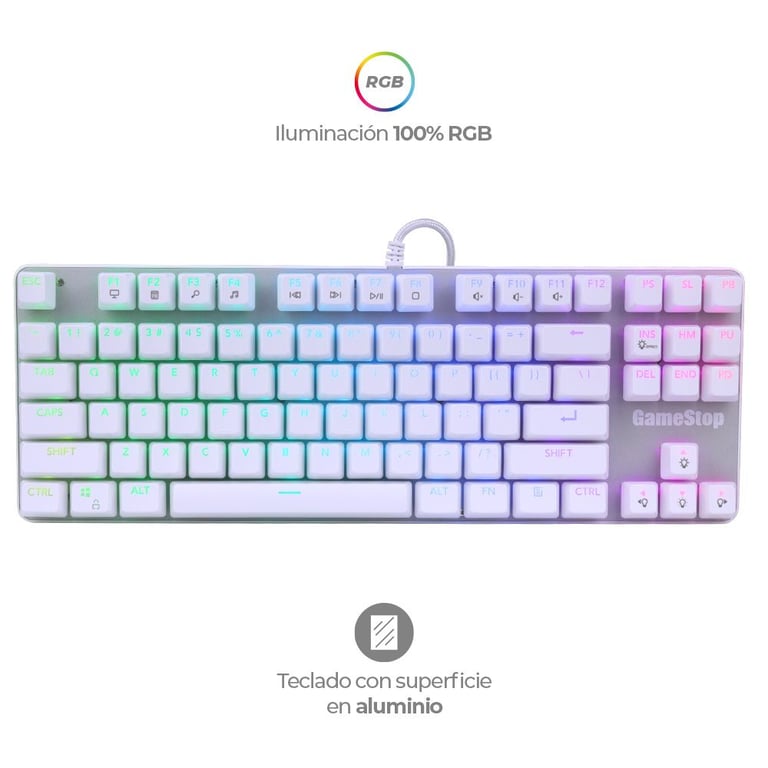 TECLADO MECANICO GAMER BLANCO RGB SWITCH CAFE GS200-B GENERICO ...