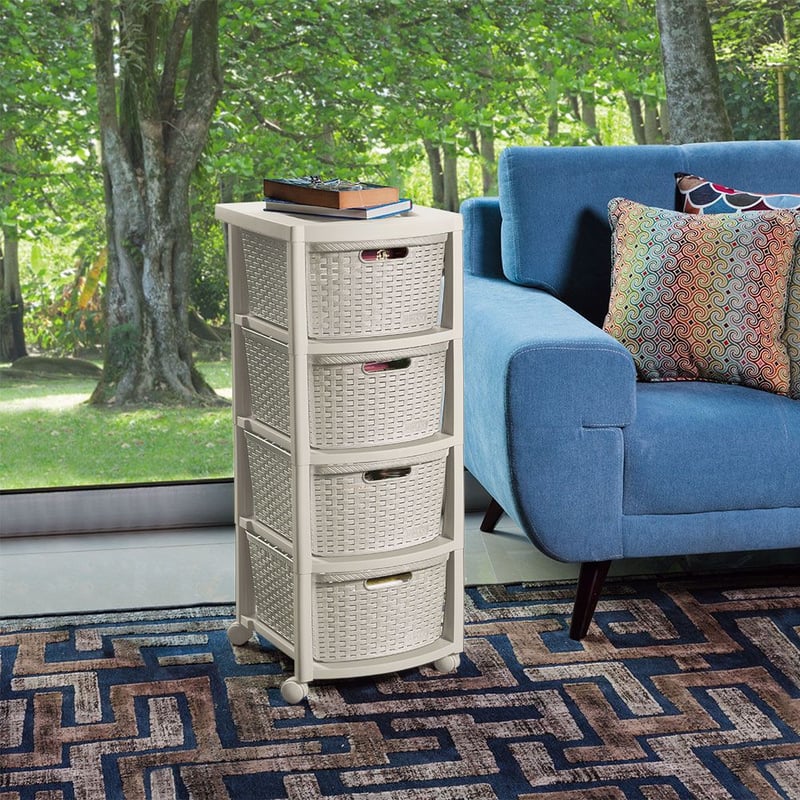 Cajonero Apariencia Rattan 4 Gavetas Altas RIMAX - Taupe RIMAX ...