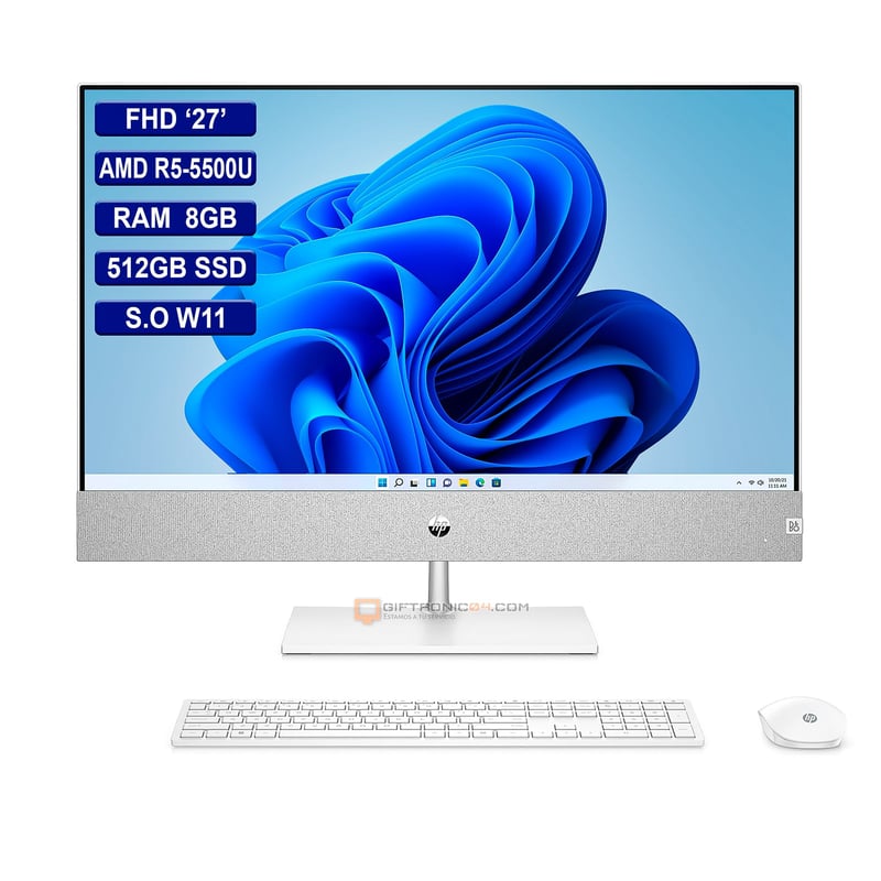AIO HP PAVILION 27 AMD R5-5500U RAM 8GB 512GB SSD - Blanco. HP ...