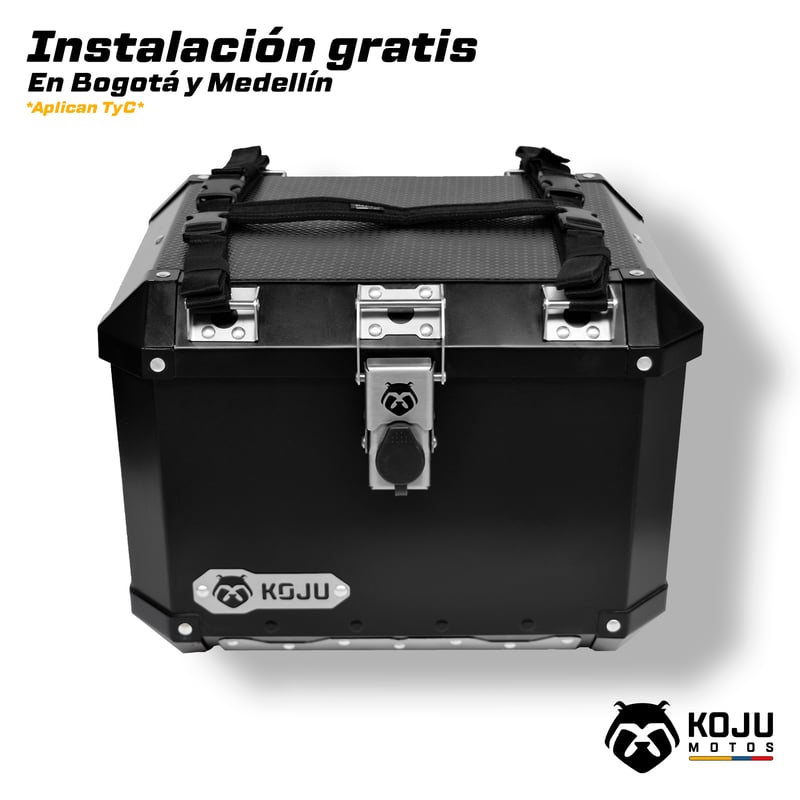 Maletero en aluminio para moto-37L NEGRO con accesorios KOJU KOJU ...