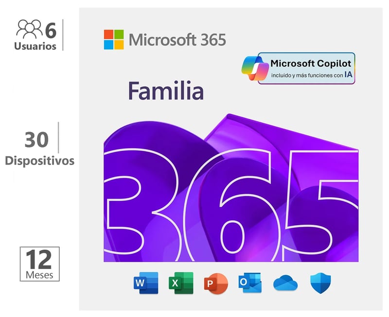 Office 365 Familia 12 Meses 6 Usuarios 30 Dispositivos GENERICO ...